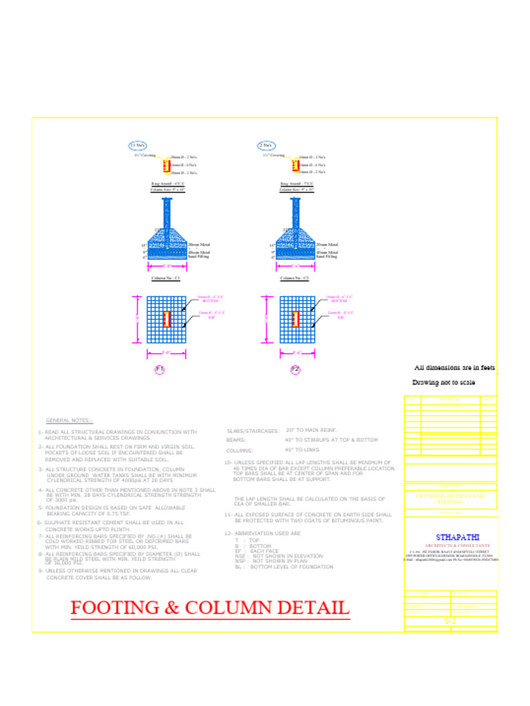 Footing and Column Detail | PDF | Concrete | Foundation (Engineering)