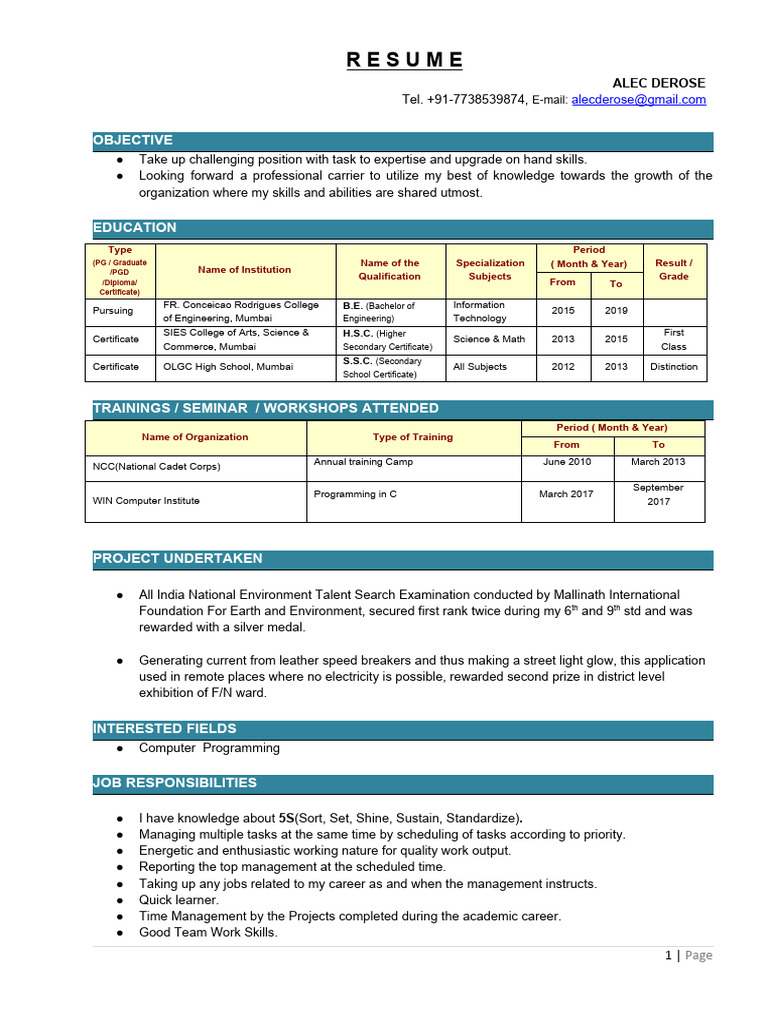 Resume: Objective | PDF