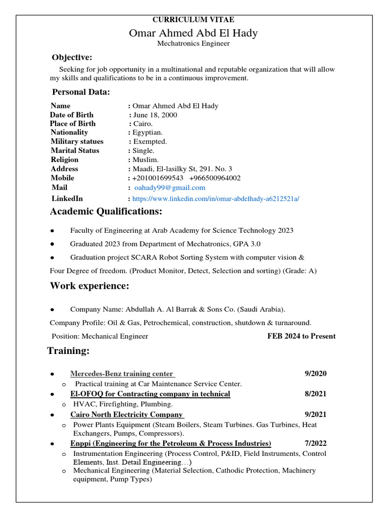 CV - Omar Abdelhady | PDF