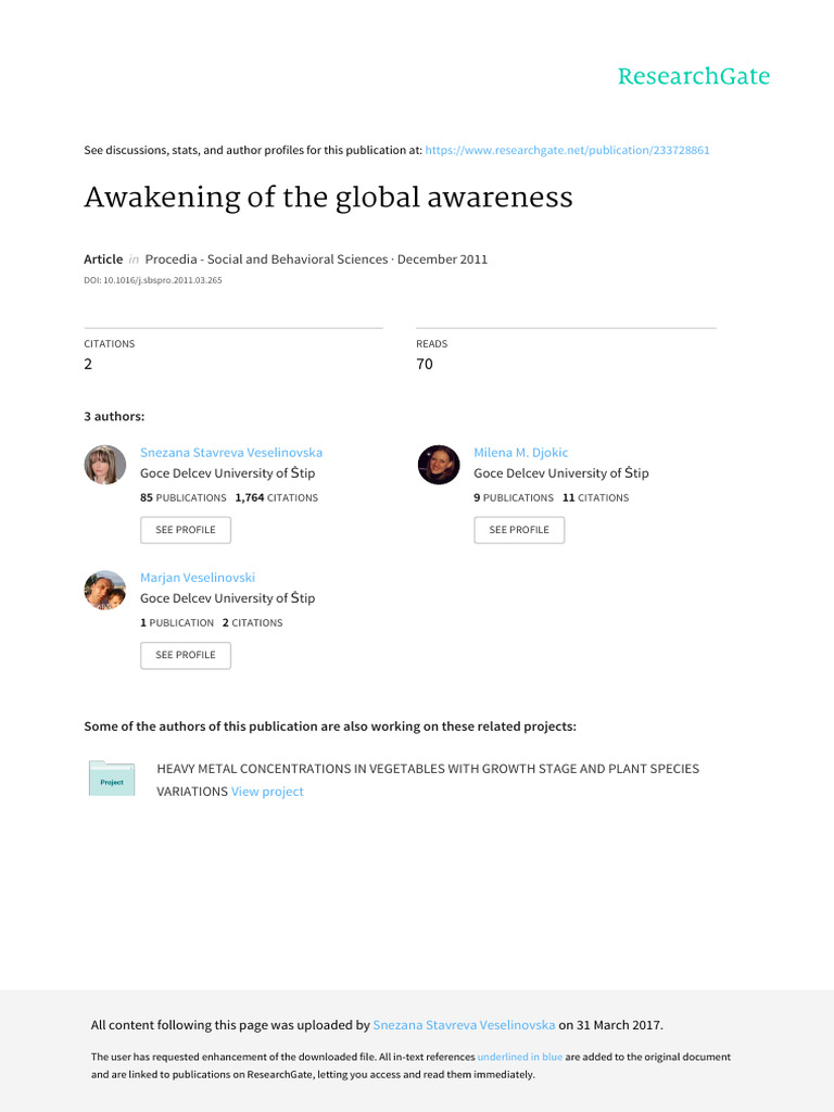 Awakening of Global Awareness | PDF | Natural Environment | Ecology