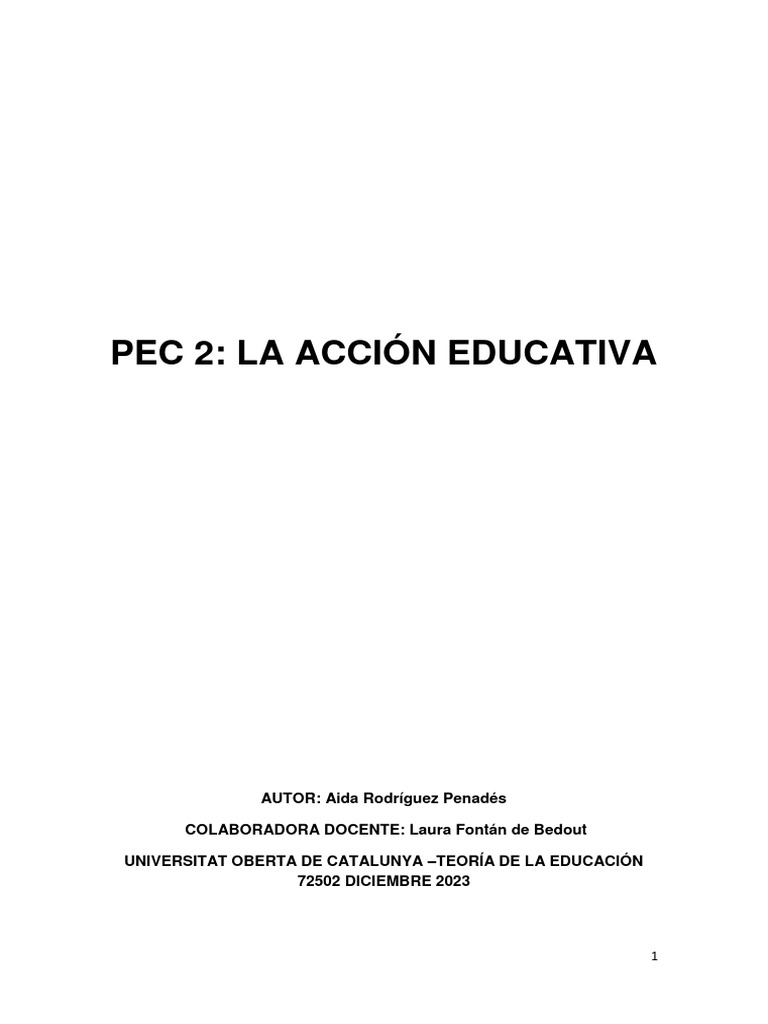 Rodríguez - Penadés - PEC2 TEORIA DE LA EDUCACIÓN | PDF | Hannah Arendt ...