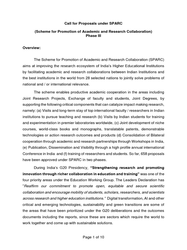 SPARC Phase - III Call | PDF
