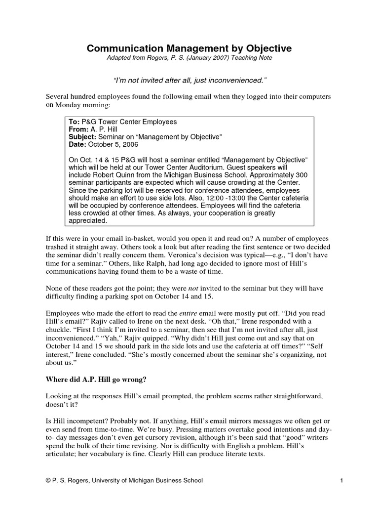 Communication Management by Objective | PDF