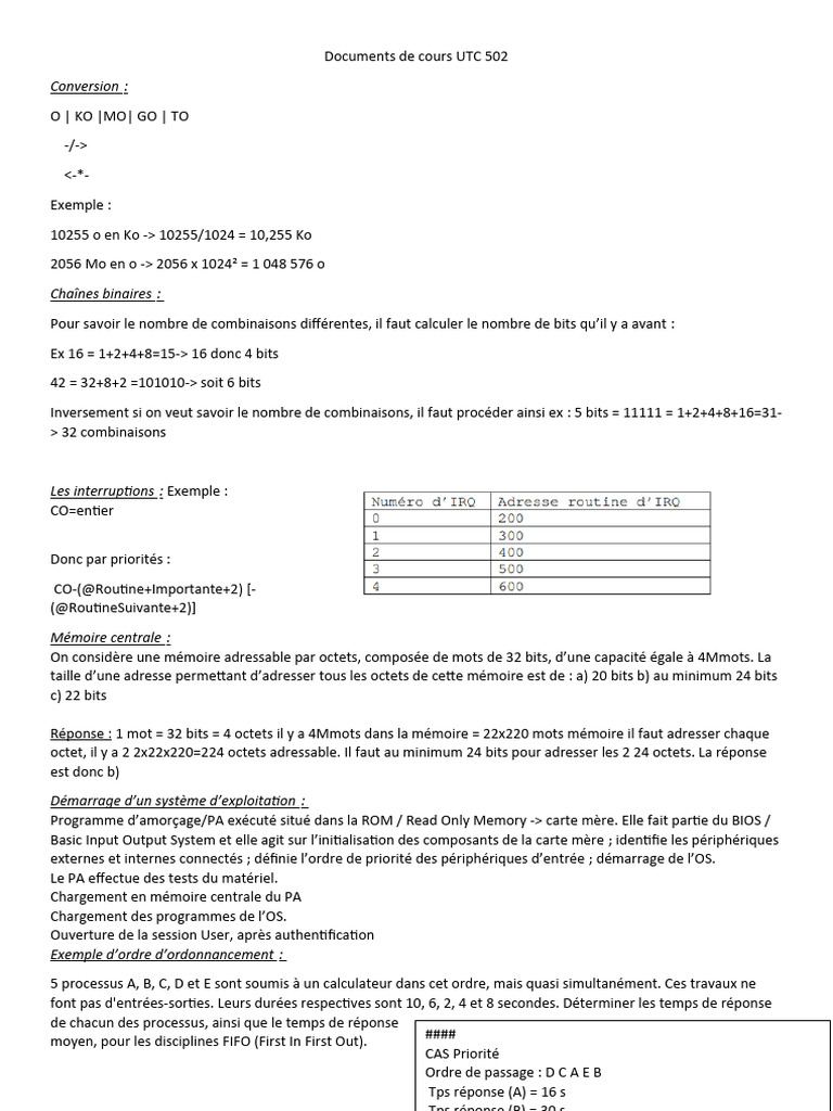Documents de Cours UTC 502 | PDF