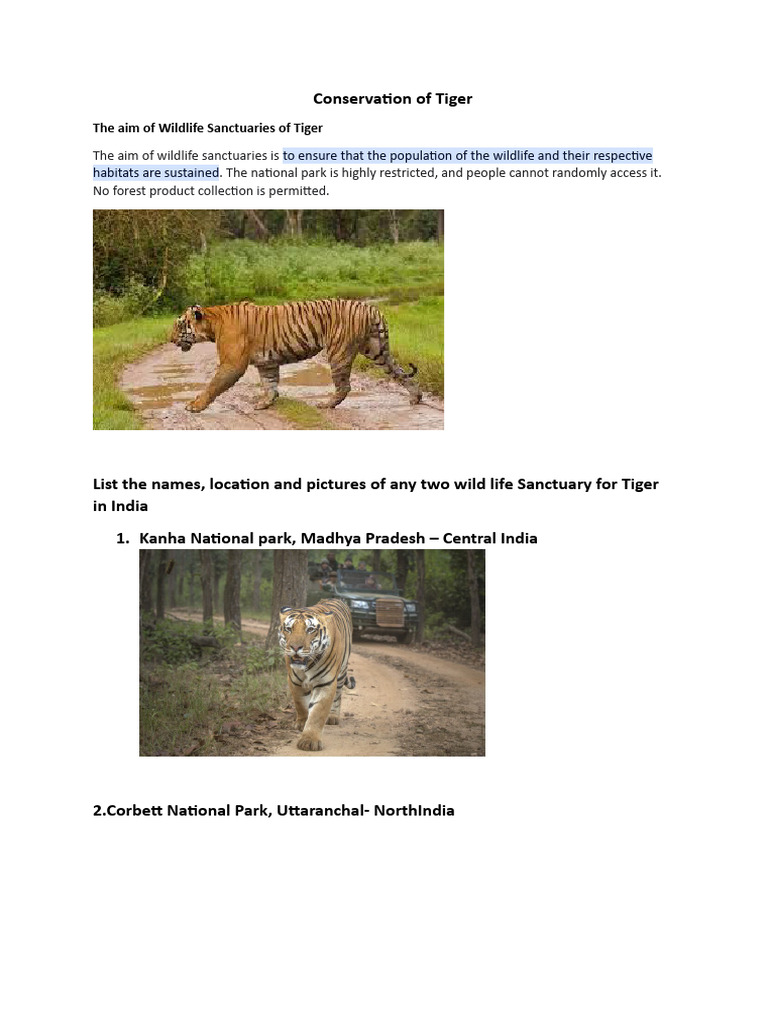 Conservation of Tiger | PDF