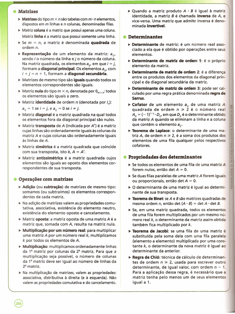 Resumo de Matrizes e Determinantes | PDF | Matriz (Matemática ...