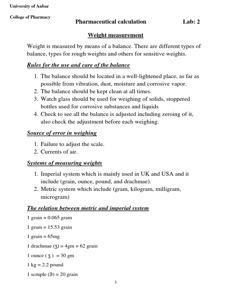 8958.2 Pharmaceutical Calculation | PDF | Weight | Grain (Unit)