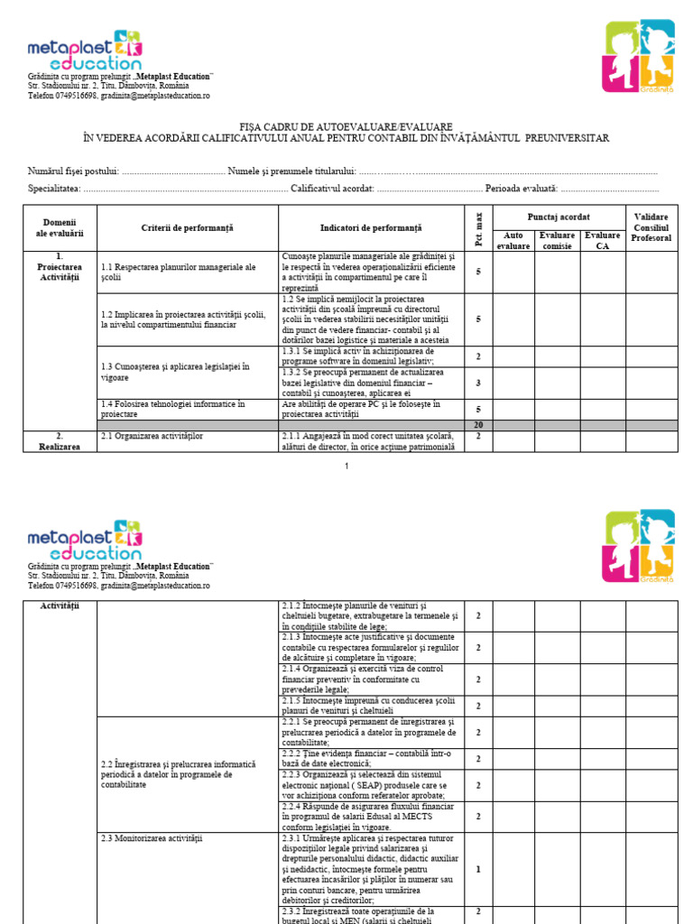 Fisa Cadru Contabil | PDF
