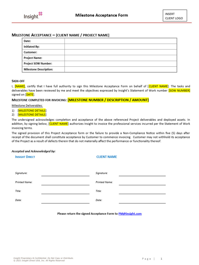 Milestone Completion Template | PDF