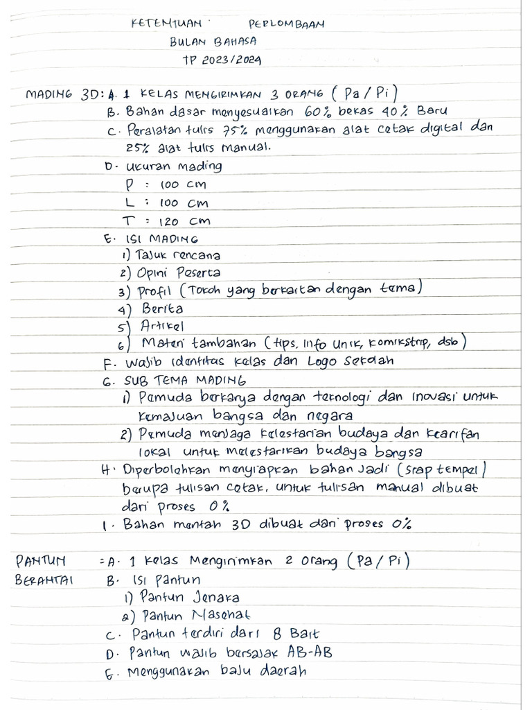 Ketentuan Lomba Bulan Bahasa | PDF