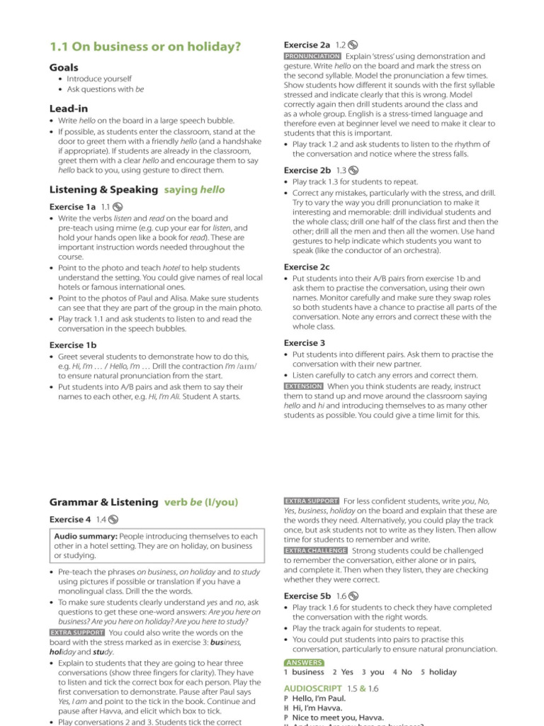 Navigate Beginner A1 Teacher's Notes | PDF