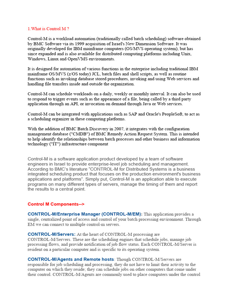 Control-M Workload Automation Overview | PDF | File Transfer Protocol ...