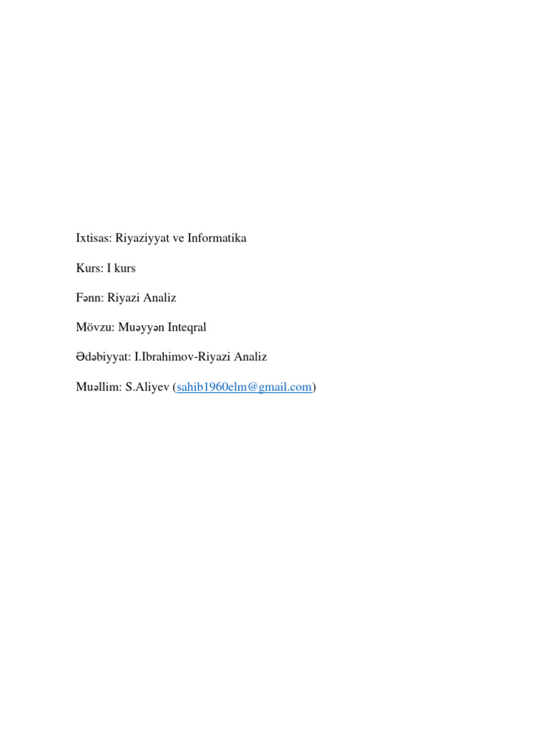 Riyazi Analiz Rim 1 | PDF