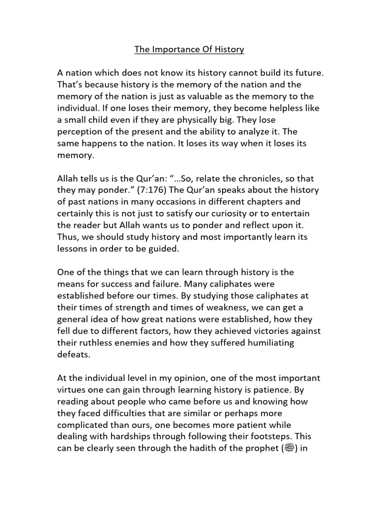 The Importance of History | PDF