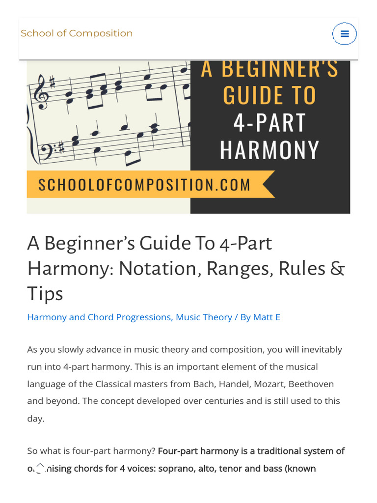 A Beginner's Guide To 4-Part Harmony: Notation, Ranges, Rules & Tips ...