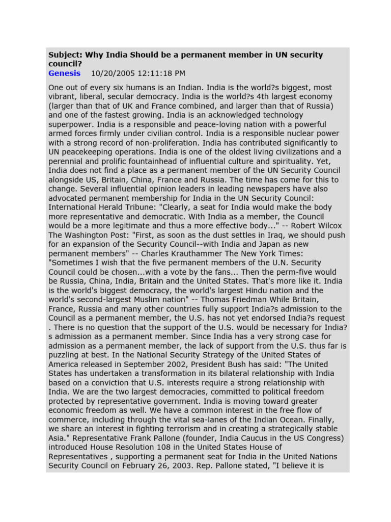 Permanent Seat On The Un Security Council Pdf United Nations Security Council Pakistan