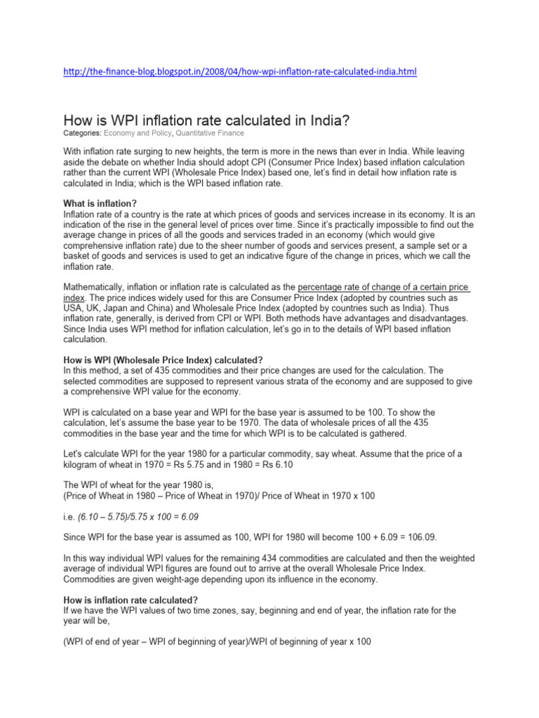 WPI Inflation Rate | PDF | Wholesale Price Index | Inflation