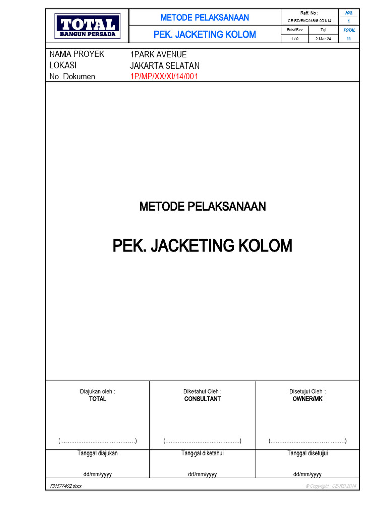 MS - Jacketing Kolom | PDF