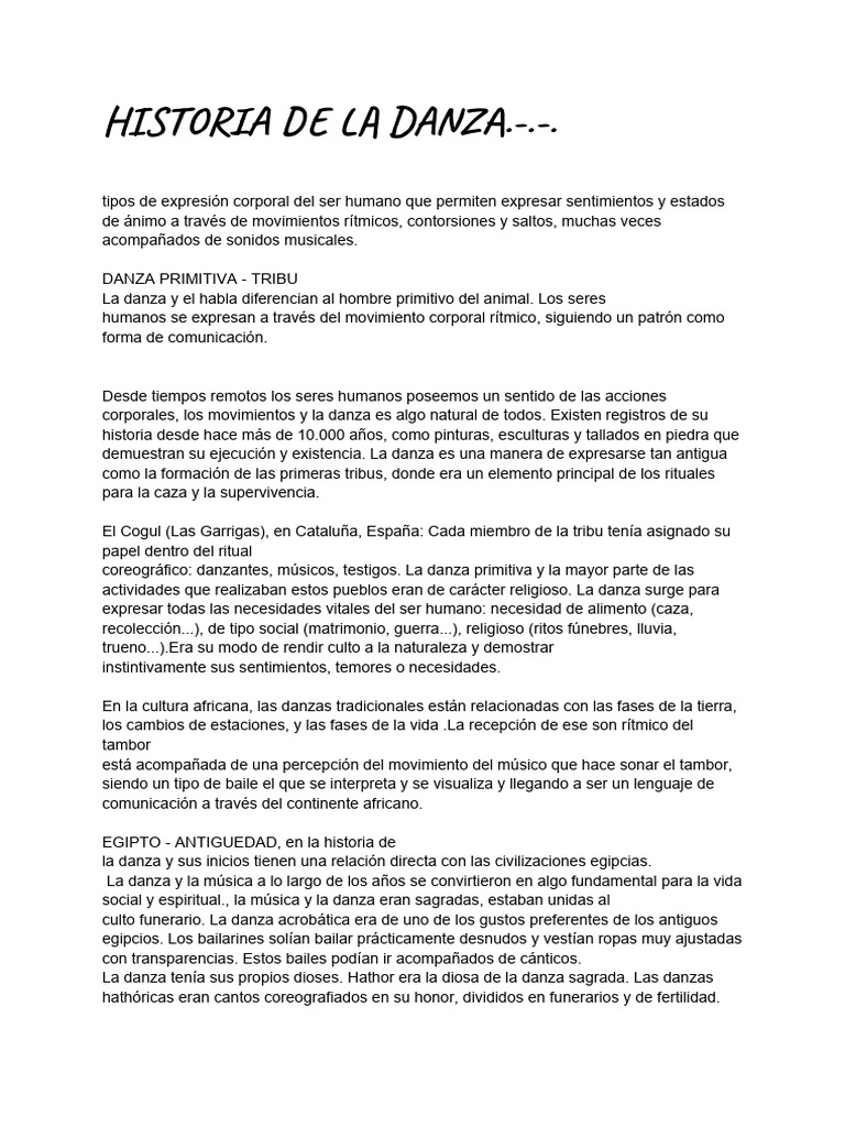 Historia de La Danza | PDF