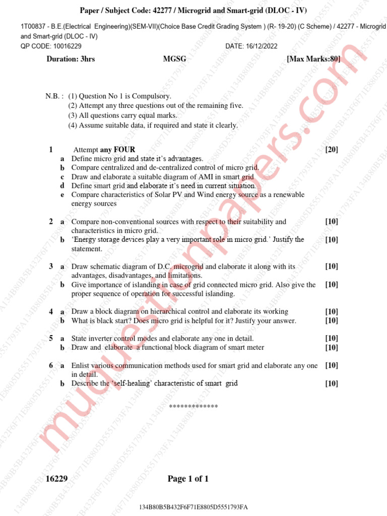 Be Electrical Engineering Semester 7 2022 December Dloc IV Microgrid and Smartgrid Rev 2019 C ...