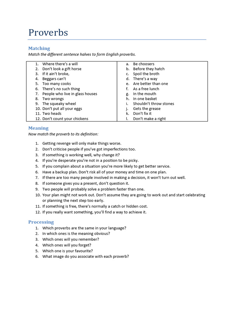 Proverbs Advanced and CPE | PDF