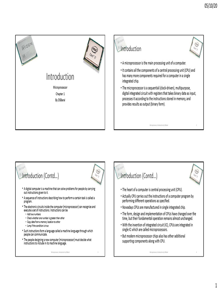Chapter-1 Microprocessor-Introduction DS Baral 1679935924718 | PDF | Computers