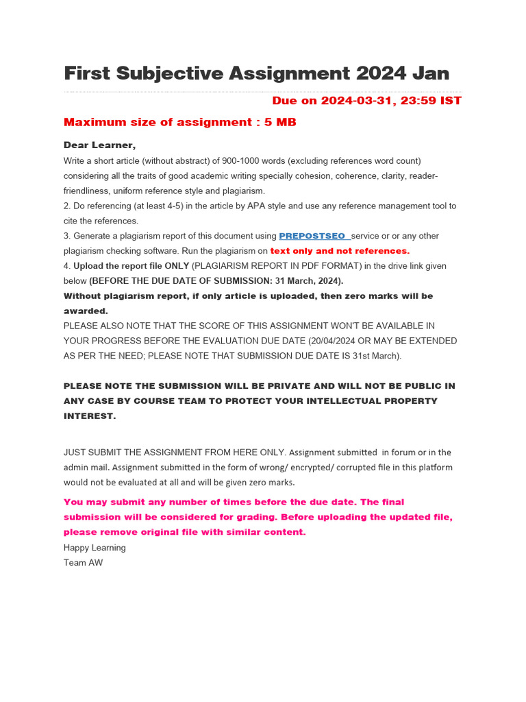 Academic Writing Assignment Guide | PDF | Plagiarism | Cognitive Science