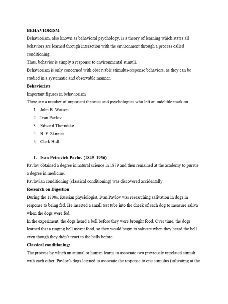 Chapter 4. Behaviorism | PDF | Reinforcement | Behaviorism