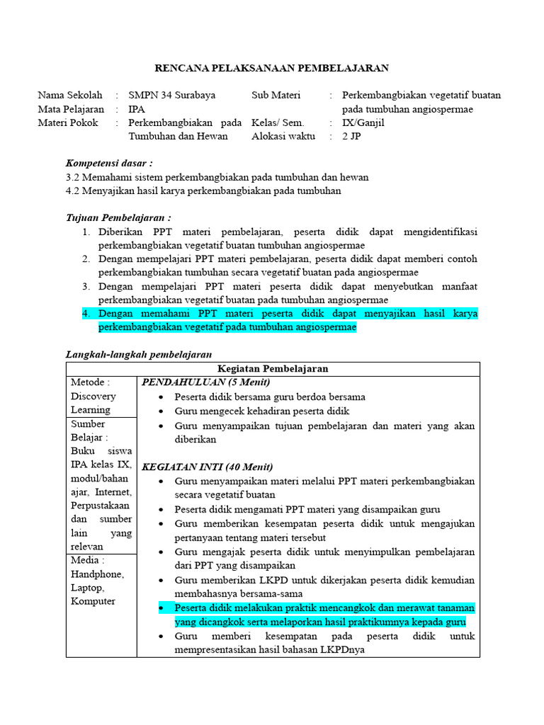 RPP Sem Ganjil | PDF