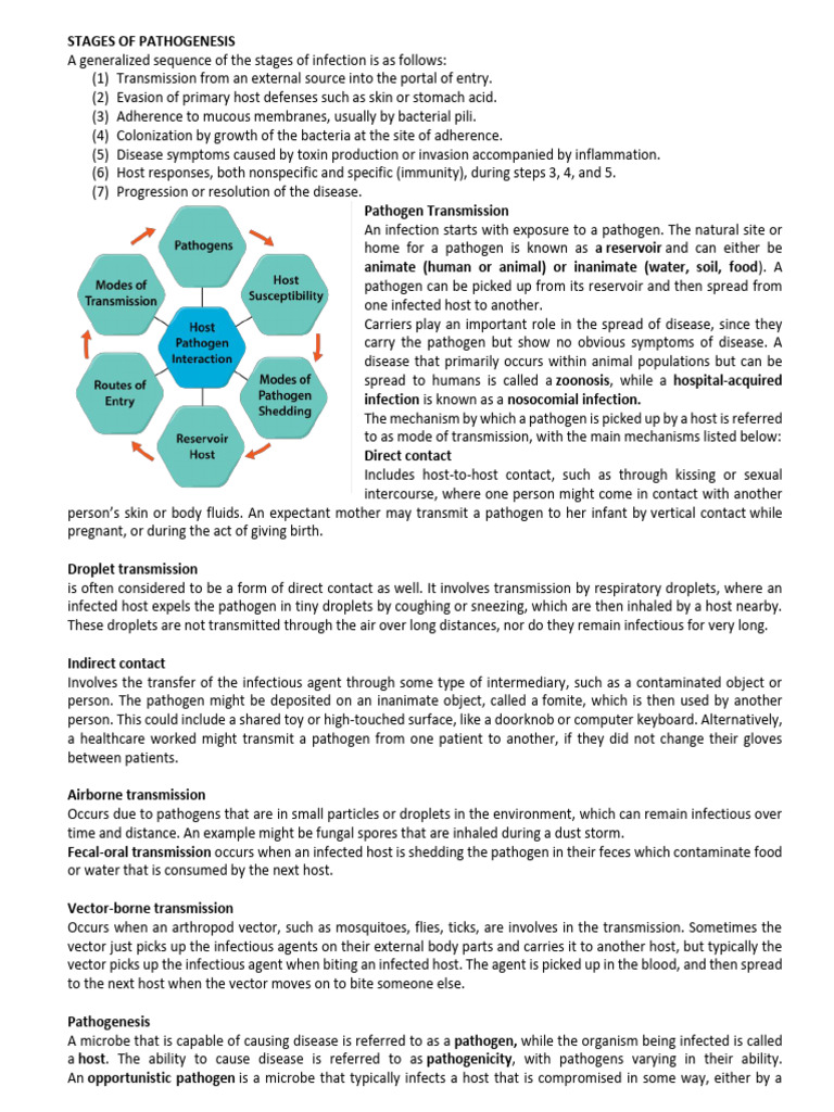 STAGES OF PATHOGENESIS LEC 4 | PDF | Virulence | Infection