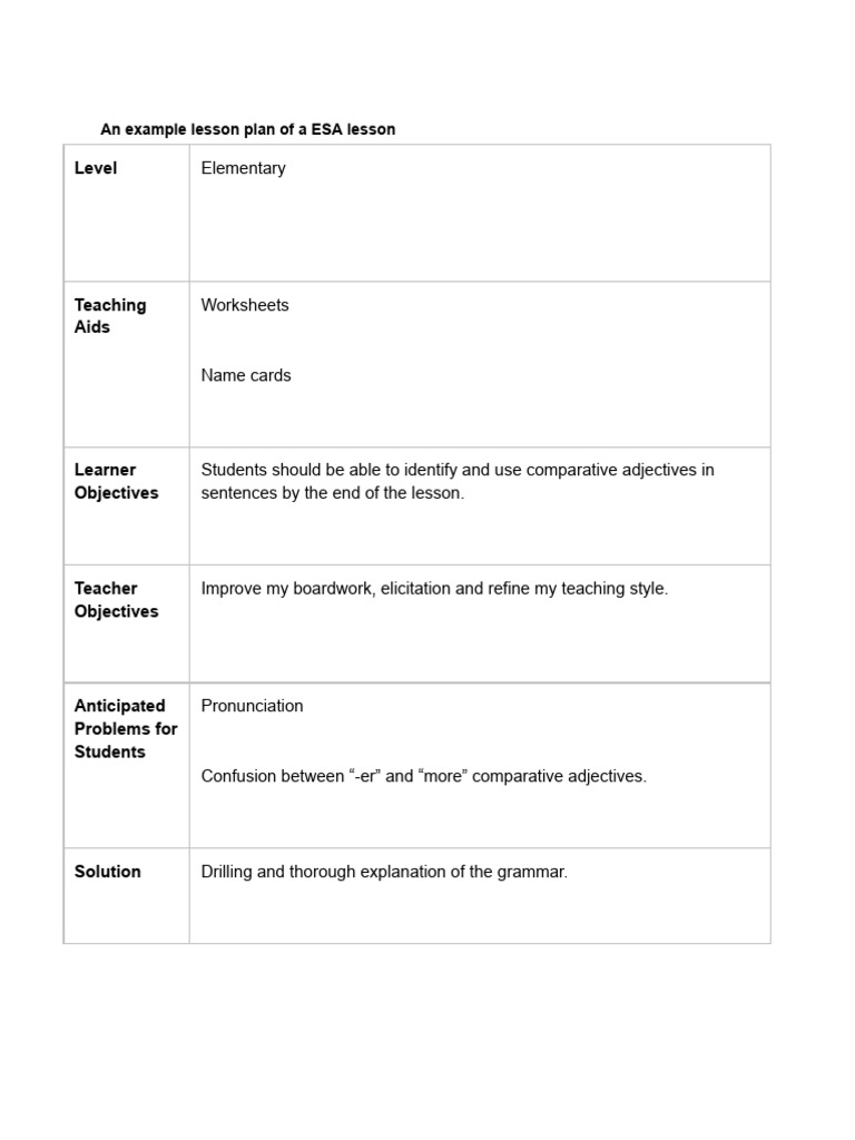 ESA Lesson Plan | PDF
