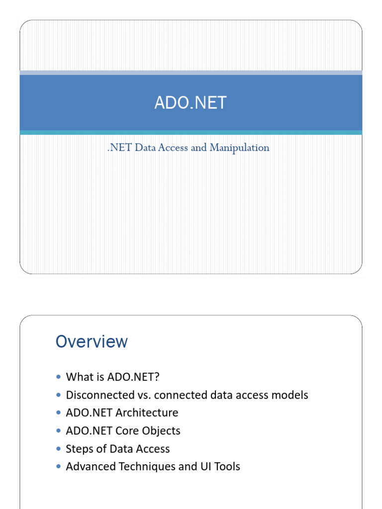 Ado.net Database Integrations Lesson | PDF