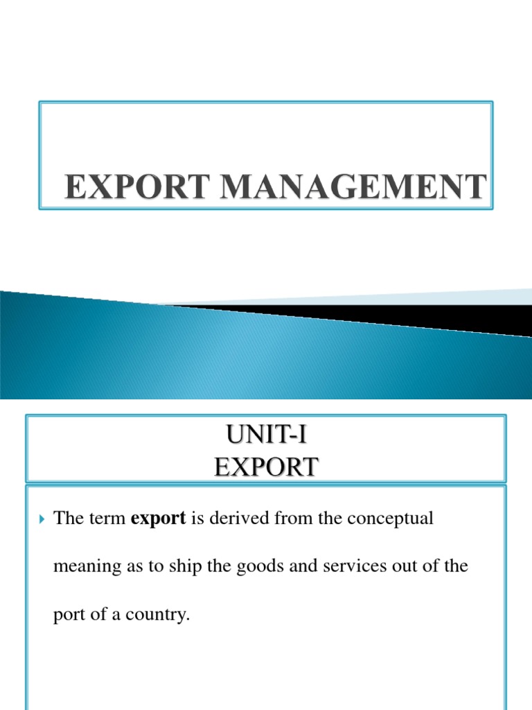 Understanding Export Management Basics | PDF | Exports | Economic Growth
