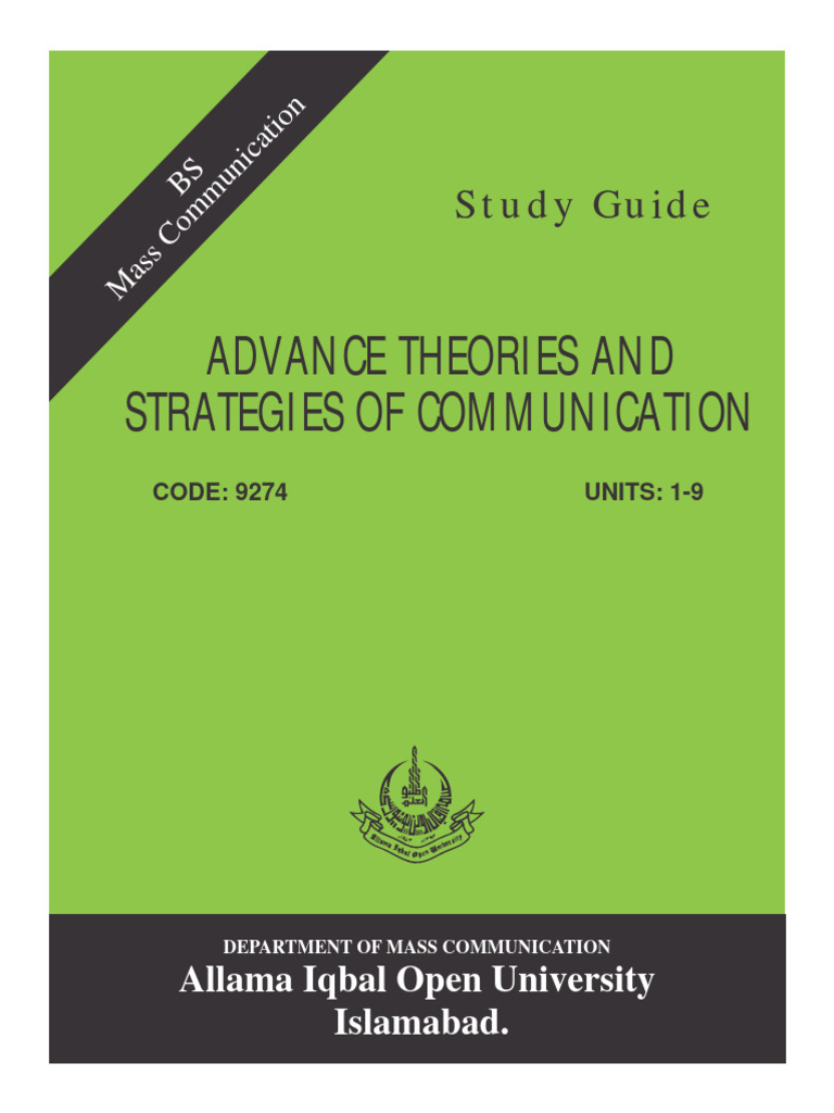 Advance Theories and Strategies of Communication: Study Guide | PDF | Communication | Mass Media