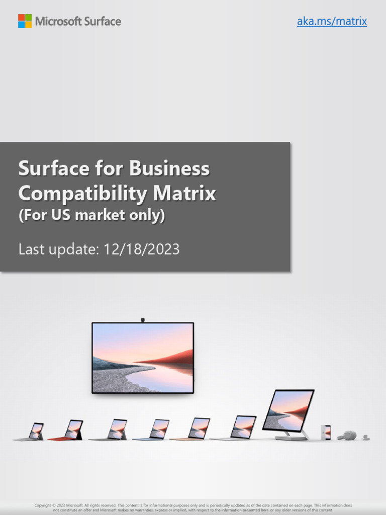 Surface For Business Compatibility Matrix - US 121823 | PDF