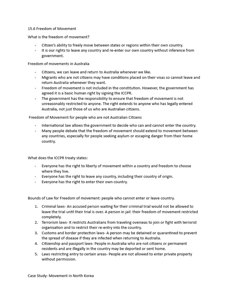 15.6 Freedom of Movement Notes | Download Free PDF | Freedom Of ...