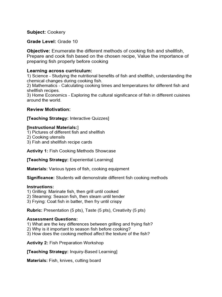 Lesson - Plan Prepare Ingredients According To A Given Recipe | PDF