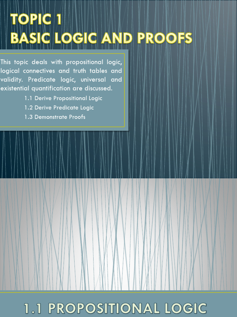 Topic 1 Basic Logic | PDF Topic 1 Basic Logic | PDF
