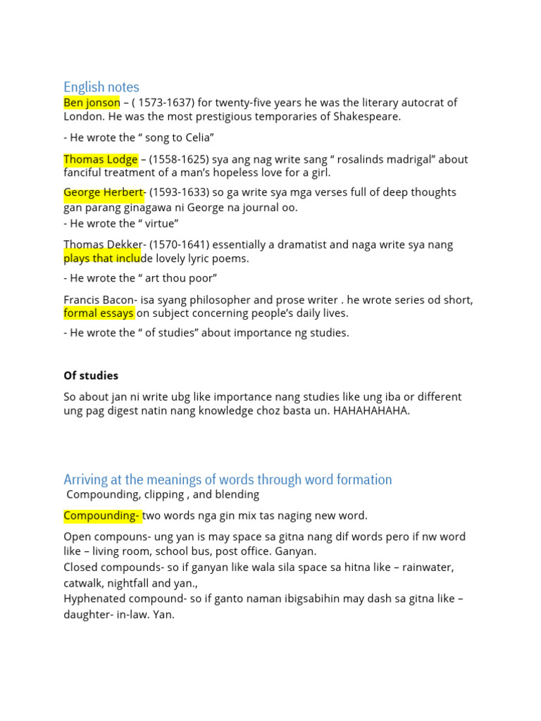 English Notes PDF | PDF