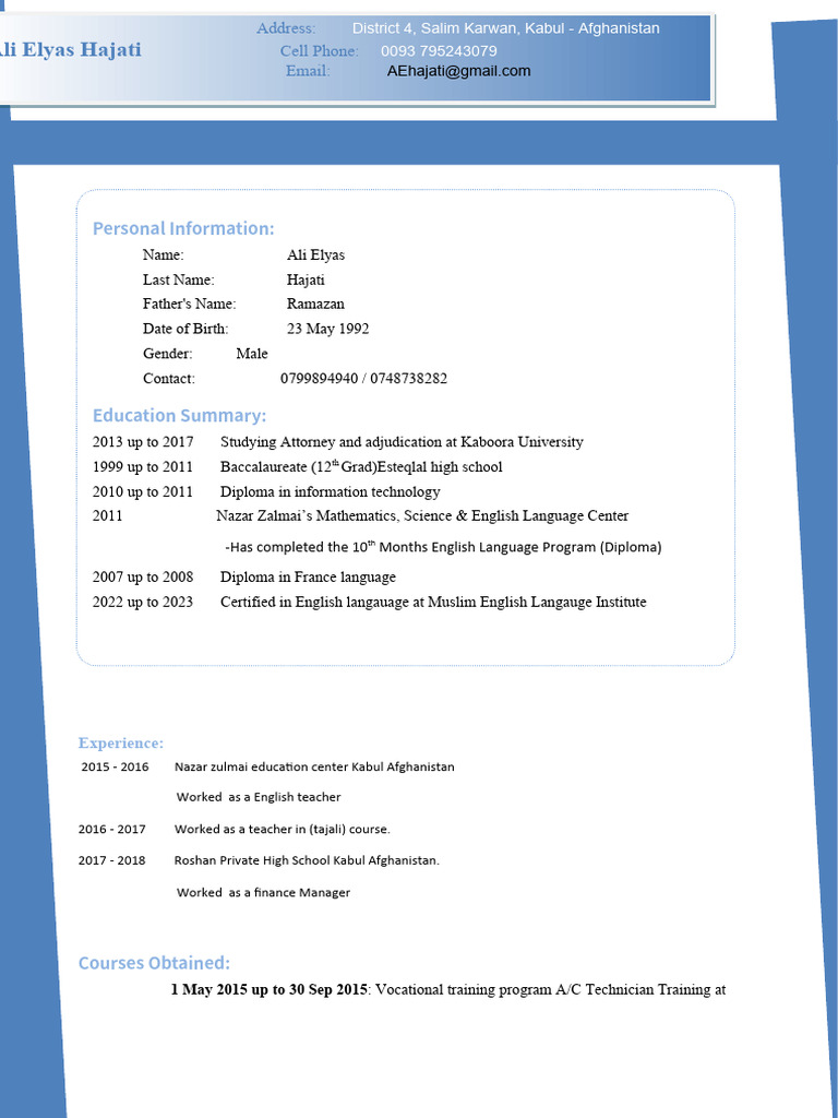 Ali Elyas CV | PDF | Computing