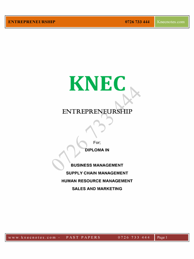 KNEC Entrepreneurship Notes 0as9kq | PDF
