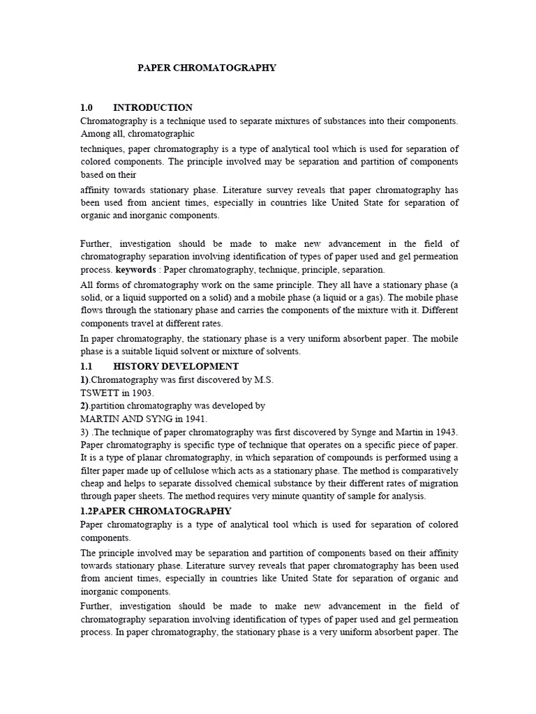 History of Paper Chromatography | PDF | Science & Mathematics