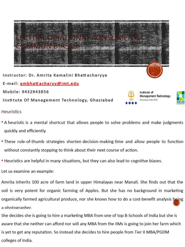 Lecture 4,5-Rational Consumer & Common Biases | PDF | Representativeness Heuristic | Heuristic
