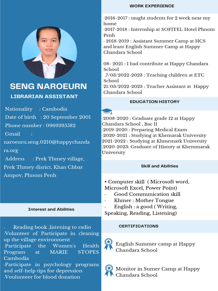 Blue Bright Yellow Color Blocks Salesperson CV | PDF