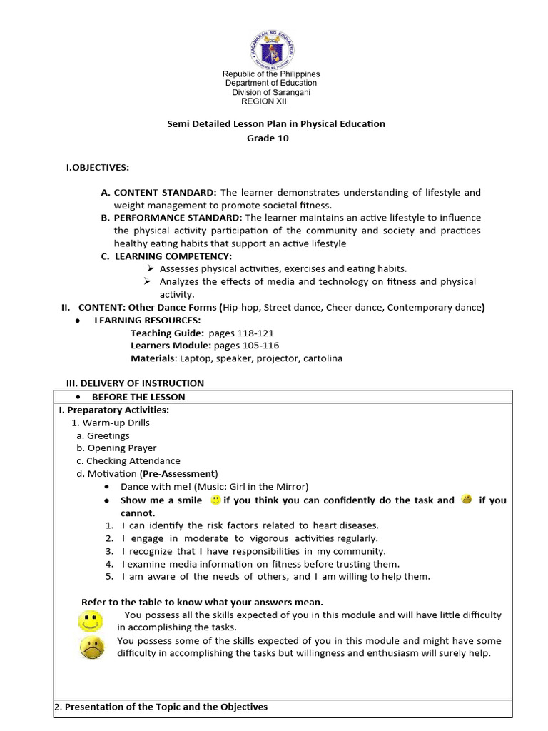 Lesson Plan in Pe Grade 10 | PDF