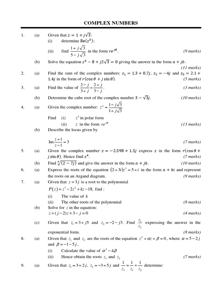 Complex Numbers | PDF | Complex Number | Numbers