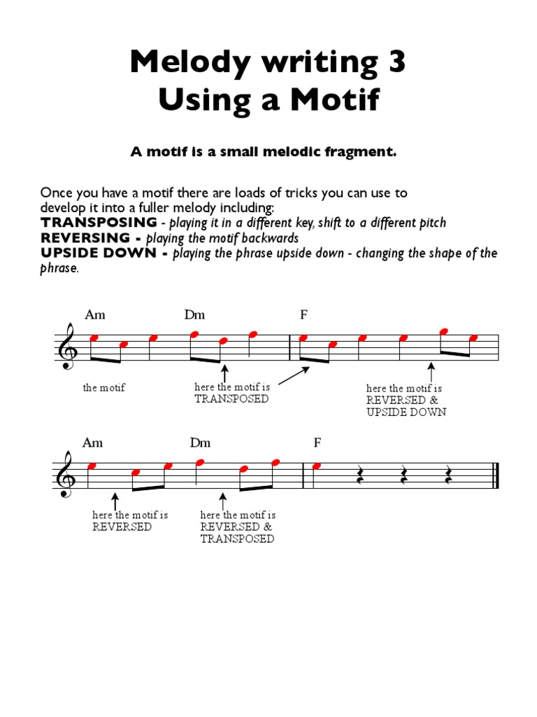 Melody Writing 3 (Motif) GCSE | PDF | Language Arts & Discipline | Poetry