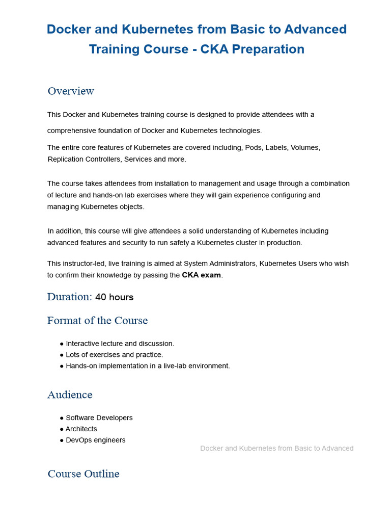 Docker And Kubernetes From Basic To Advanced Training Course Cka
