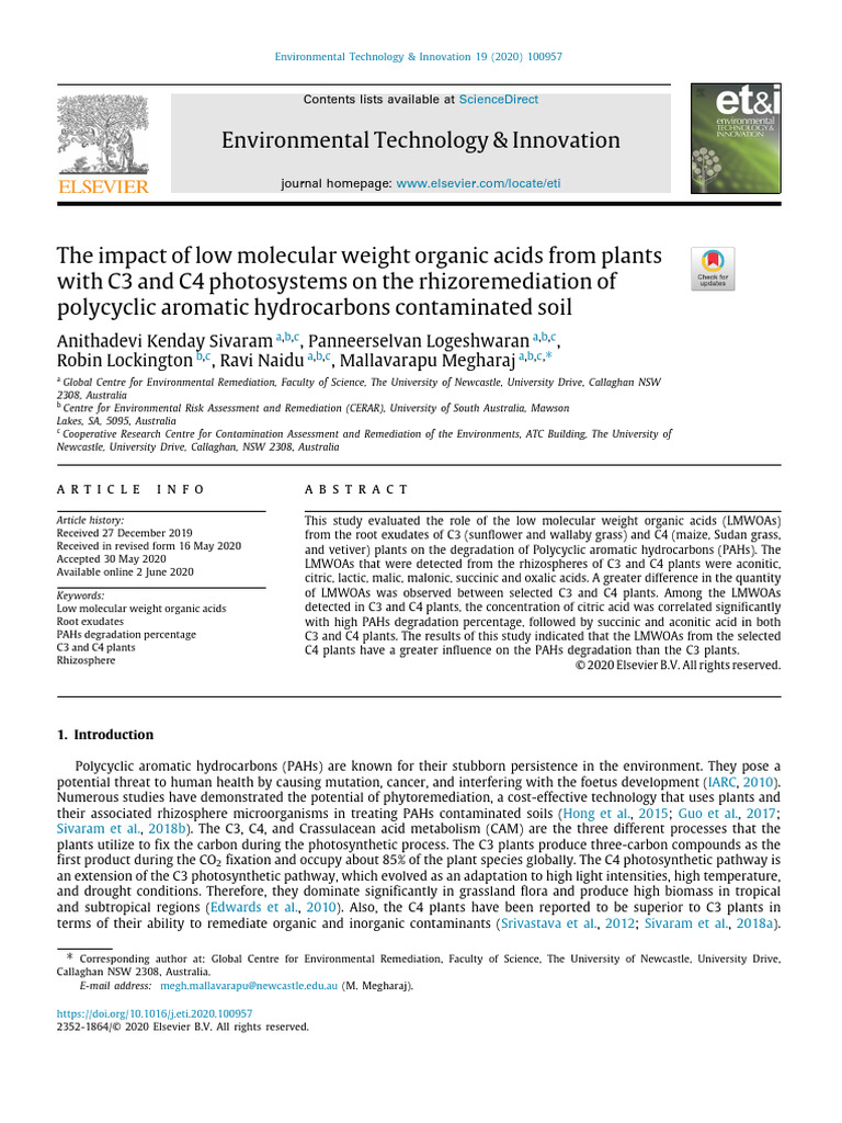The Impact of Low Molecular Weight Organic Acids From Plants With C3 and C4 Photosystems on the ...