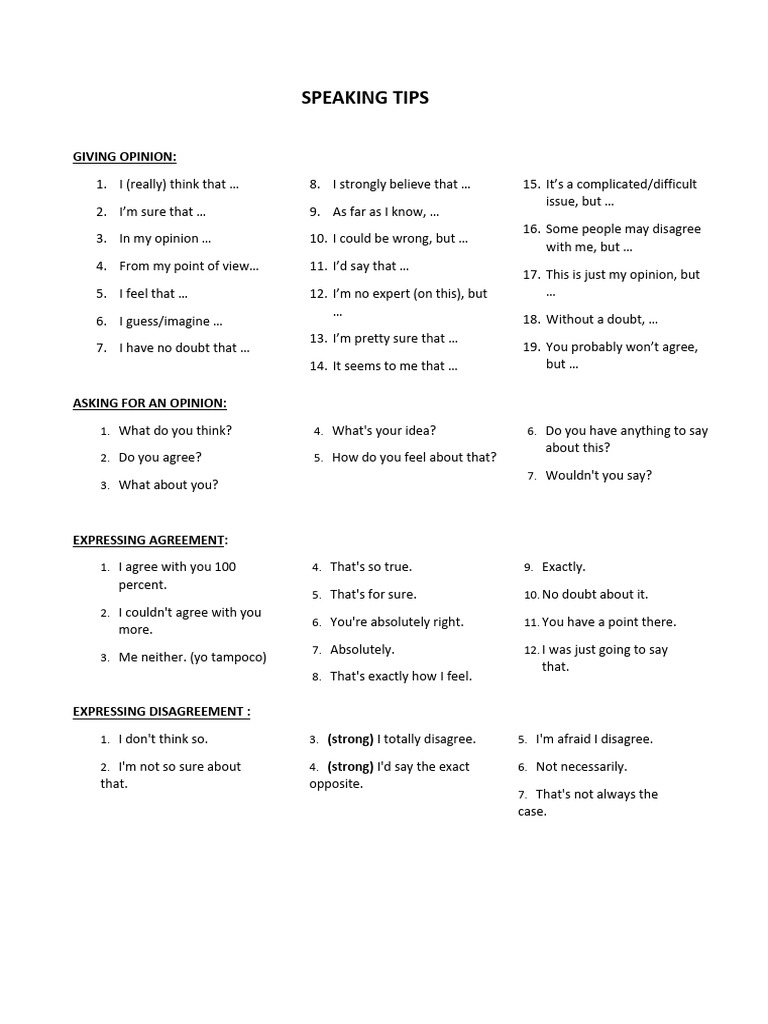 SPEAKING Tips | PDF | Career & Growth | Language Arts & Discipline